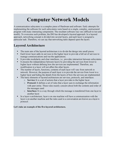 Computer Network Models Early Attempts For Implementing The Software For Such Subsystems Were
