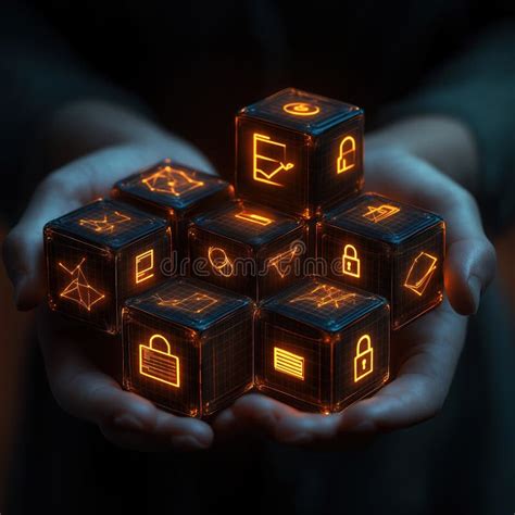 Hands Hold Secure Data Storage Tech Cubes Digital Security Systems In Image Network Protection