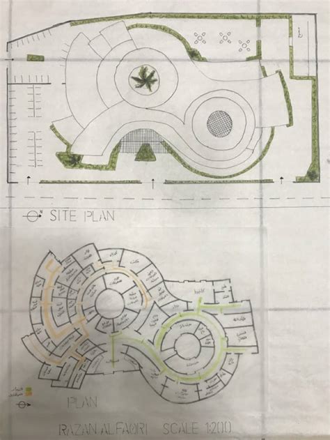 Two Plans For The Site Plan One With A Circular Design On It