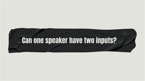 Can One Speaker Have Two Inputs All For Turntables