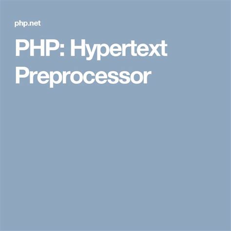 Php Hypertext Preprocessor