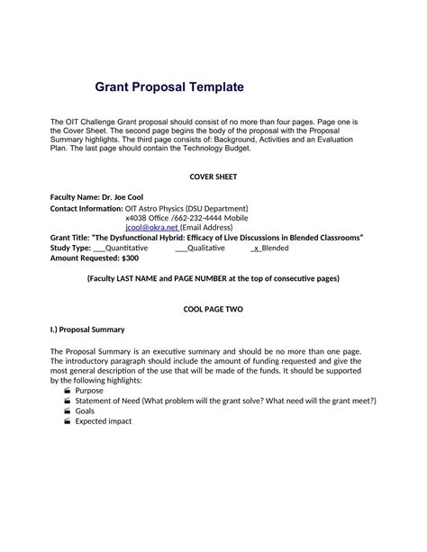 Free Printable Grant Proposal Templates Word Pdf For Nonprofit