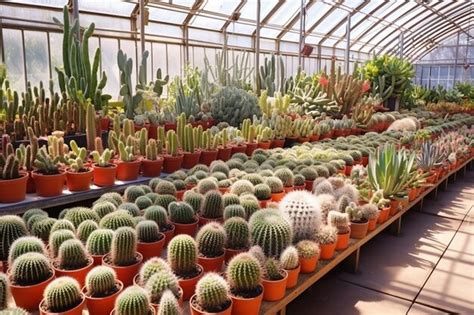 Premium Photo Rows Of Different Types Of Cacti Array