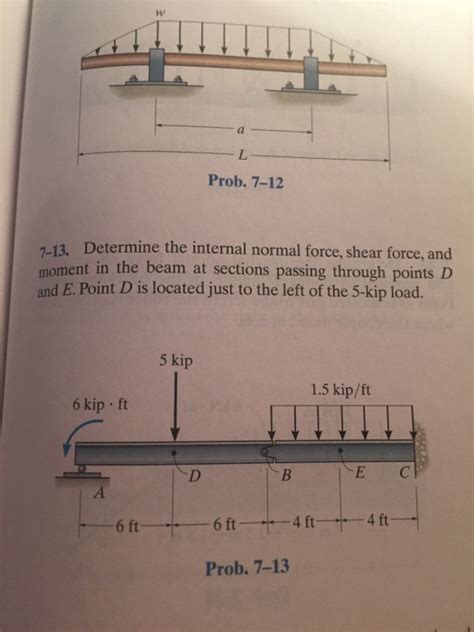 Solved 7 13 Determine The Internal Normal Force Shear