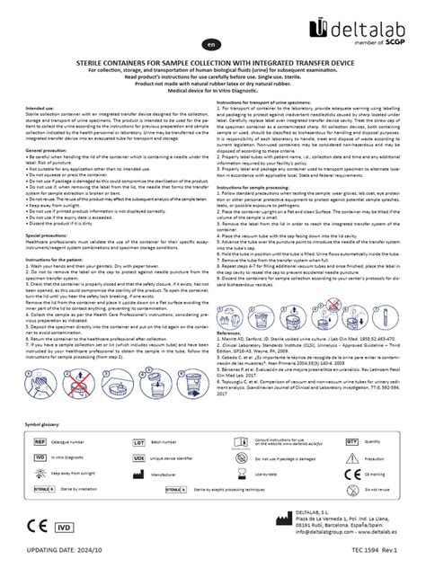 Eifu Recipientes Vacio Esteriles Ivdd En Pdf Sterilization Microbiology