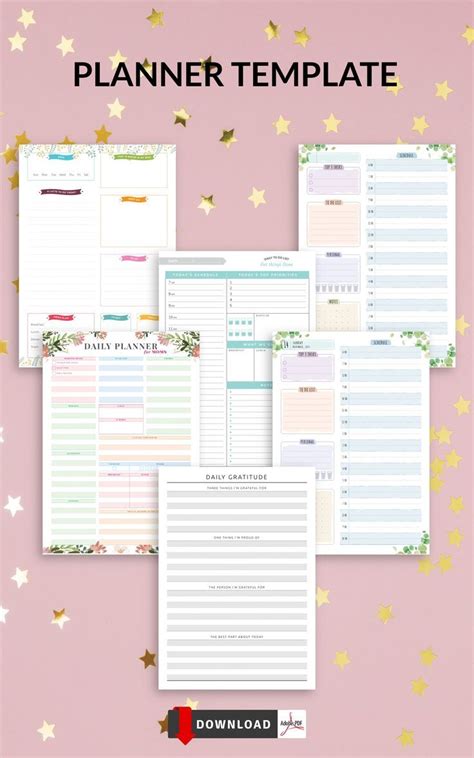 Daily Overtime Sheet Template Daily Planner Pages Daily Gratitude Planner Template