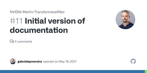 Initial Version Of Documentation Issue NVIDIA Merlin Transformers Rec GitHub