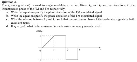 solved question 2 the given signal m t ﻿is used to angle
