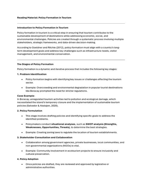 week 4 6 readings pdf policy tourism