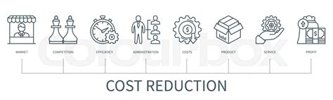 Cost Reduction Vector Infographic In Minimal Outline Style Stock Vector Colourbox