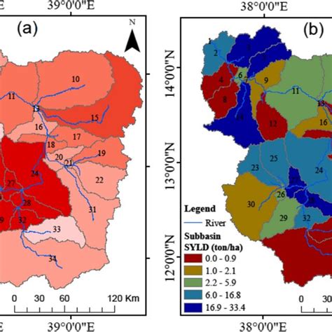Result Of A Surface Runoff And B Sediment Yield At Tekeze Watershed Download Scientific Diagram