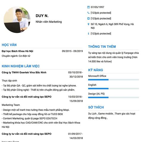 28058 Mẫu Cv Nhân Viên Marketing Thiết Kế Chuẩn Nhất 2025 Bởi Duy N