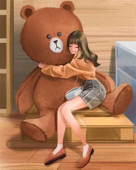 일러스트레이터 굥디 Kyungji Park 🇰🇷 On Instagram “폭신폭신 곰 친구 직접 만든 브러시 세트로만 그려봤어요 전체적으로 좀 가벼워 진듯한 느낌이