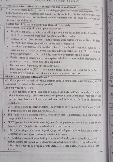 What Are Contraceptives Write The Features Of Ideal Contraceptive The De