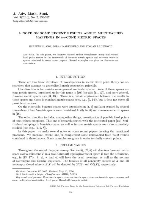 Pdf A Note On Some Recent Results About Multivalued Mappings In Tvs Cone Metric Spaces