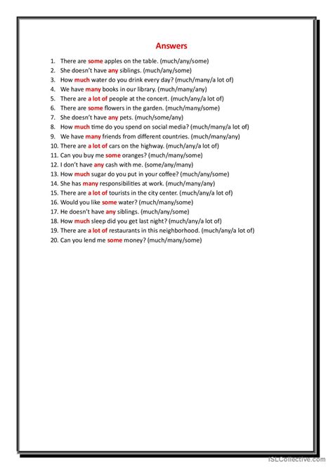 Quantifiers Quantifiers Some Much … English Esl Worksheets Pdf And Doc