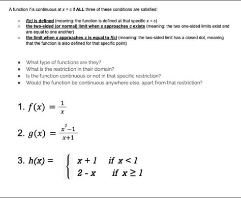 solved function f is continuous at x c if all three of these