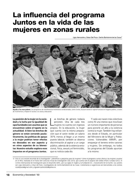 La Influencia Del Programa Juntos En La Vida De Las Mujeres En Zonas