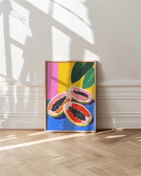 Papaya Art Print Maximalist Kitchen Decor Colorful Fruit Poster Etsy