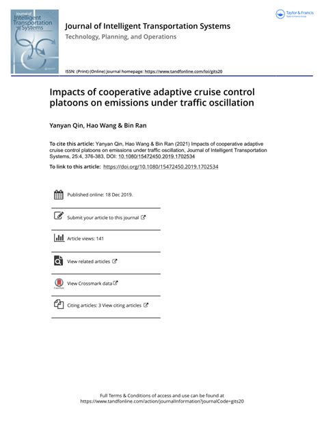 Pdf Impacts Of Cooperative Adaptive Cruise Control Platoons On