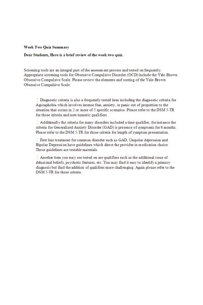 Nr 547 Week 2 Quiz Summary Course Resources