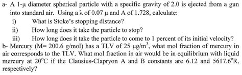 A A U Diameter Spherical Particle With A Specific Chegg