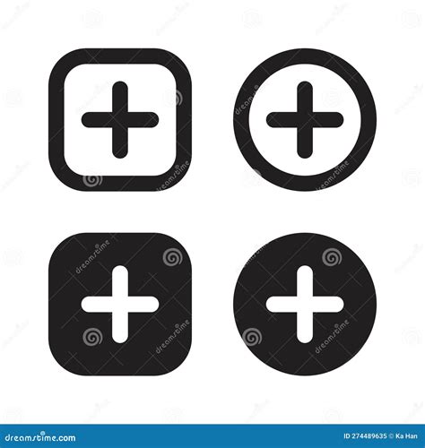 add button icon vector cross plus symbol of social media stock
