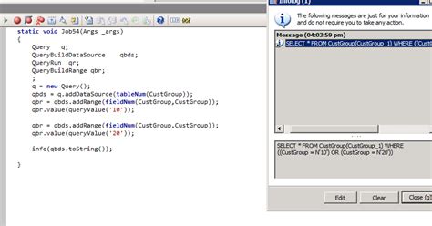Dynamics Ax Blog X Code To Define Or Conditions In Querybuildrange For A Same Field In A