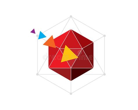 modern style triangular facet red hexagon with transforming colorful