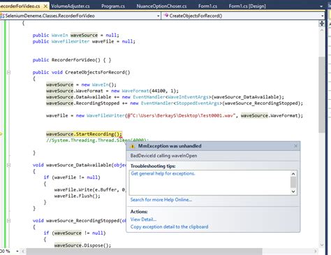 Net Naudio Baddeviceid Calling Waveinopen Error In C Stack Overflow