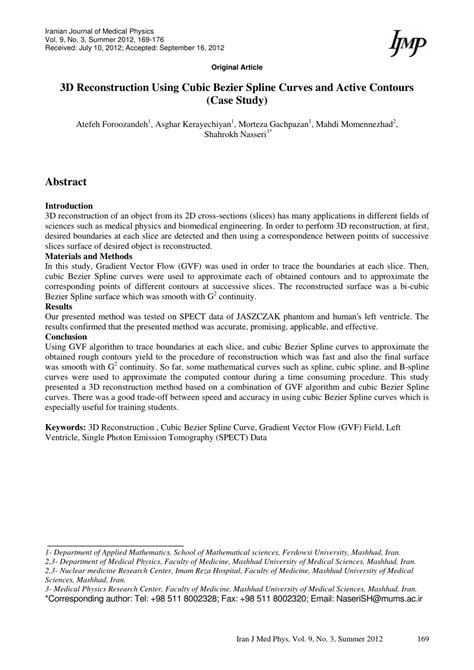 PDF D Reconstruction Using Cubic Bezier Spline Curves And Active Contours Case Study