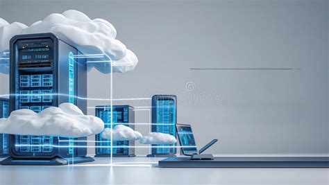 Cloud Computing Network With Servers And Laptops Stock Illustration Illustration Of Online