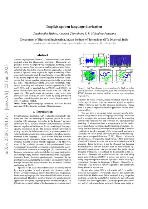 Pdf Implicit Spoken Language Diarization