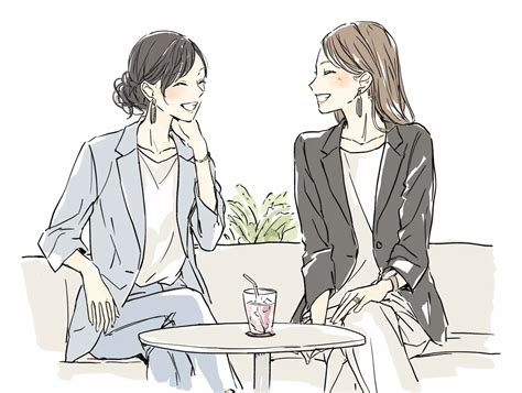 会話 二人 喋る 話すのイラスト素材 イラスト 無料 二人で話す Cyorpt