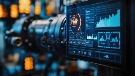 Industrial Automation Software Monitoring Production Line Performance On Control Panel Screen