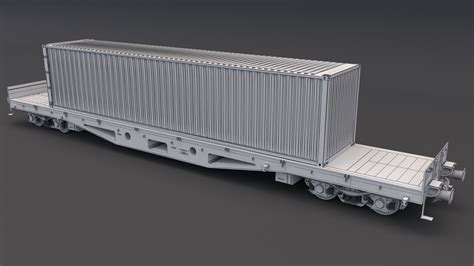 Flat Rail Car Evergreen Shipping Container Model Turbosquid 1735182