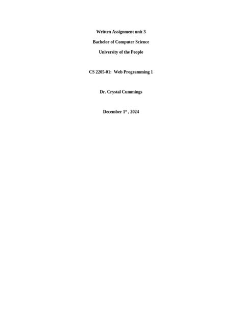 Written Assignment Unit 3 Web Programming Pdf Html Element Computing