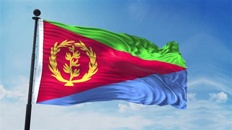 Eritrea Realistic Flag Waving Against Blue Stock Motion Graphics SBV 349060179 Storyblocks