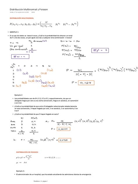 Distribución Multinomial Y Poisson Pdf