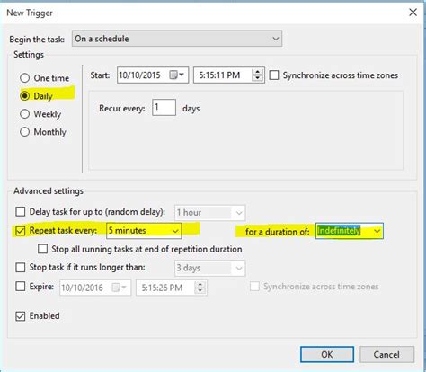 Create Task Trigger Settings Nimish Prabhu