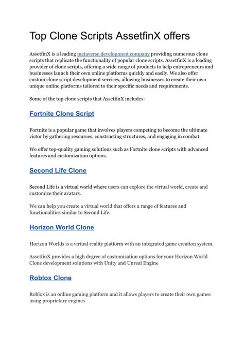 Ppt Top Clone Scripts Assetfinx Offers 1 Powerpoint Presentation