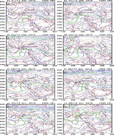 1000 Hpa Geopotential Height With 20 M Contour Intervals Blue Solid