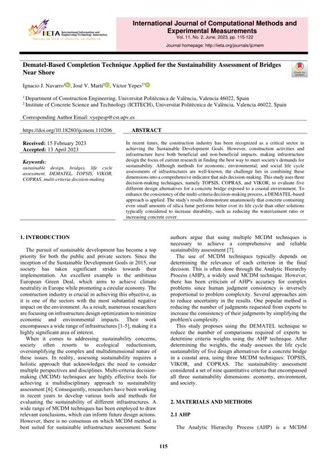 PDF Dematel Based Completion Technique Applied For The Sustainability Assessment Of Bridges