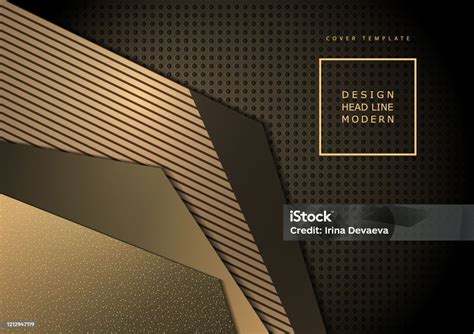 밝은 추상적 인 기술 구성 기하학적 모양 겹침 줄무늬 점 천공 어두운 배경 골드의 색상 기업 디자인을 위한 최신 템플릿 0명에 대한 스톡 벡터 아트 및 기타 이미지 Istock