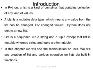 Python List Manipulation Basics In Detail Pdf