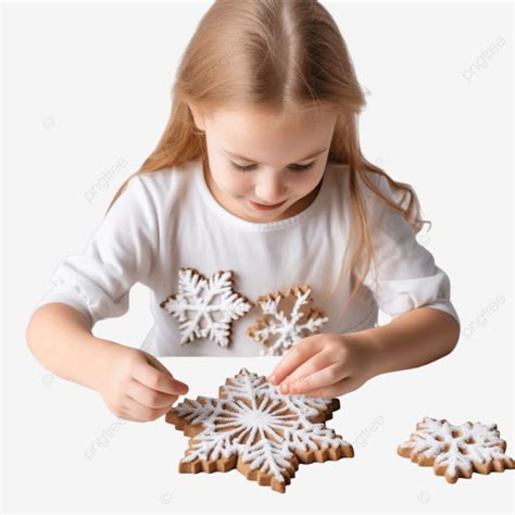 Un Niño Corta Galletas Con Forma De Copos De Nieve Png Dibujos
