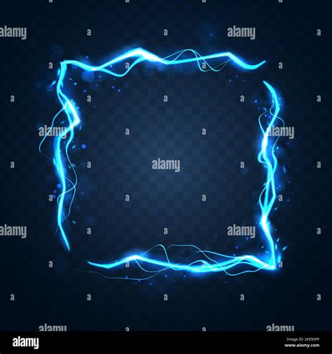 Vector Abstract Sci Fi Background Thunder Lightning Frame On Dark Blue