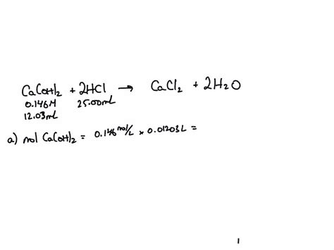 solved an aqueous solution of ca oh 2 with a concentration of 0 146 m