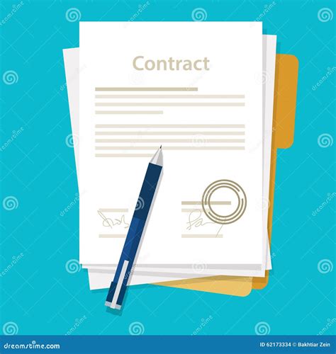 Signed Paper Deal Contract Icon Agreement Pen On Desk Flat Business Illustration Vector Stock