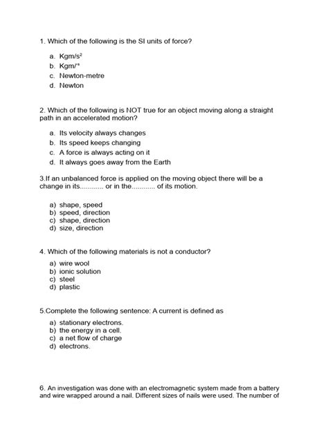 Y9 Physics Mcq Pdf Y9 Physics Mcq Pdf